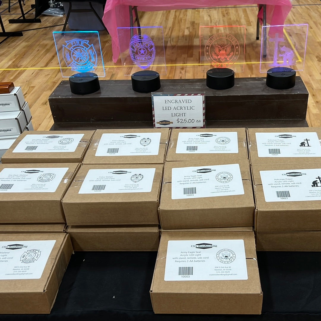 Engraved Acrylic LED Lights with Stand – CSA Woodworking